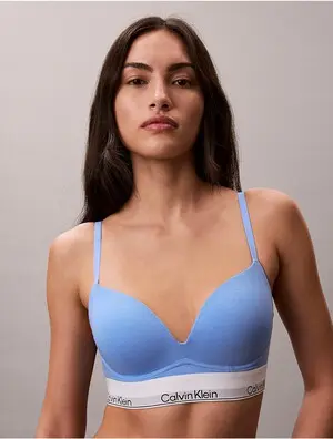 Calvin Klein Icon Cotton Modal Plunge Bra - Blue Descent