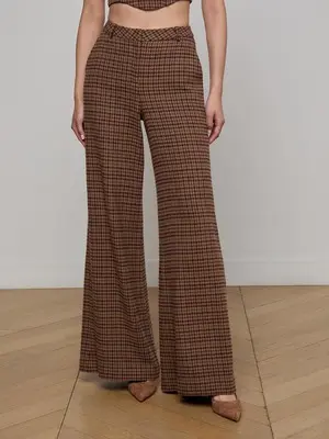 L'Agence Pilar Houndstooth Wide-leg Pants