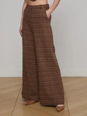 L'Agence Pilar Houndstooth Wide-leg Pants