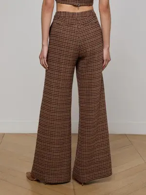 L'Agence Pilar Houndstooth Wide-leg Pants