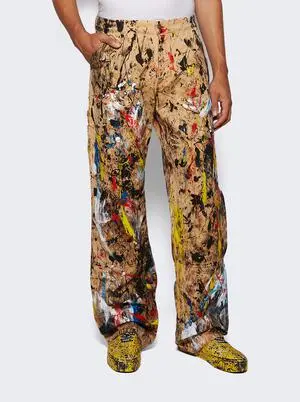 SKY HIGH FARM WORKWEAR Hand-painted Canvas Double Knee Pants