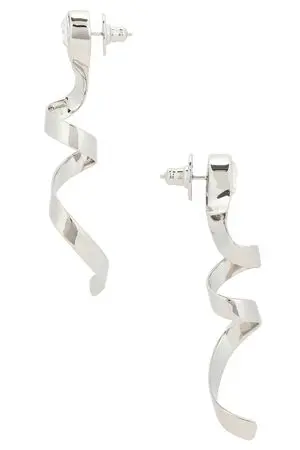 Dries Van Noten Ribbon Dangle Earrings - Silver
