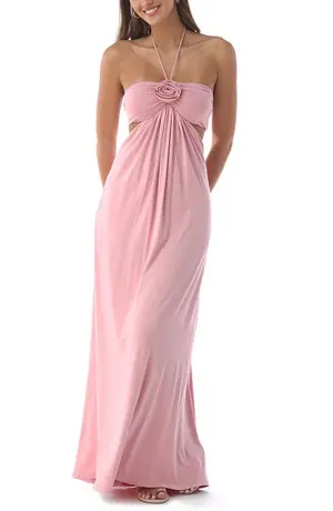 SKY Rosette Halter Maxi Dress