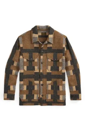 Double Rl Geo Pattern Wool Blend Jacket