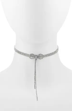 Bp. Sparkle Bow Choker Necklace - Rhodium