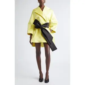 Givenchy Belted Duchesse Satin Cocoon Wrap Coat