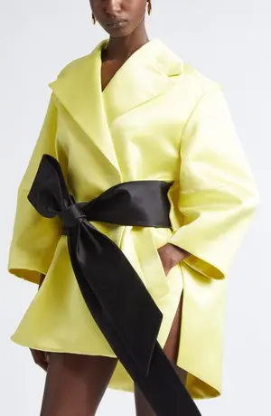 Givenchy Belted Duchesse Satin Cocoon Wrap Coat