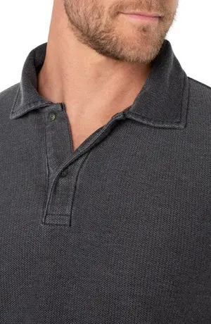 LIVERPOOL Texture Long Sleeve Polo - Black