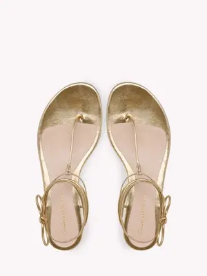 GIANVITO ROSSI Gwyneth Flat Sandals - Gold - Metallic Nappa