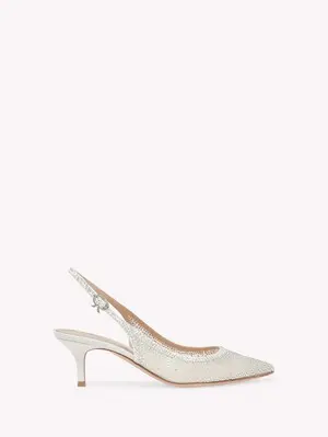 GIANVITO ROSSI Regina Slingback - White - Silk Organza