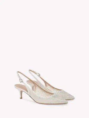 GIANVITO ROSSI Regina Slingback - White - Silk Organza