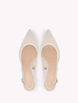 GIANVITO ROSSI Regina Slingback - White - Silk Organza