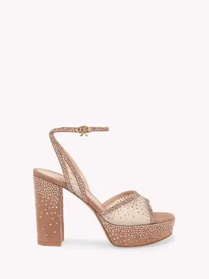 GIANVITO ROSSI Rania Platform Sandal - Pink - Silk Organza