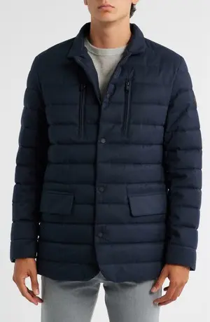 SAVE THE DUCK Felipe Water Resistant Quilted Jacket - Navy Blue Melange