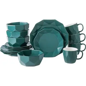 STONE + LAIN Jamie Porcelain 16-piece Dinnerware Set - Green