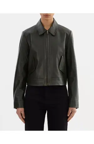 LAMARQUE Tess Leather Jacket - Dark Olive