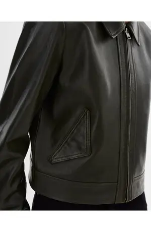 LAMARQUE Tess Leather Jacket - Dark Olive