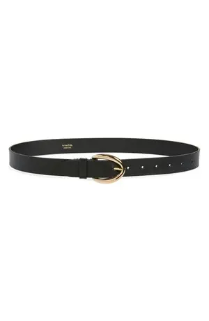 Vince Leather Belt - Black /polished Gold