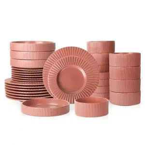 Christian Siriano Lusso Stoneware 32-piece Dinnerware Set - Redwood 32-piece