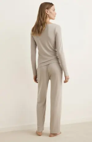 Mango Rib Pajama Pants - Light/pastel Grey
