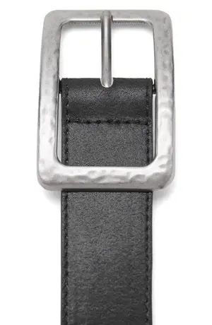 Mango Square Buckle Textured Belt - Black