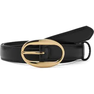 MANGO Oval Buckle Faux Leather Belt
