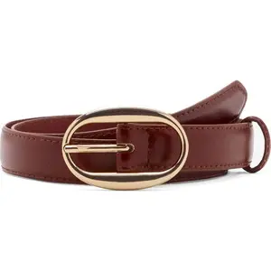 Mango Oval Buckle Faux Leather Belt - Brown