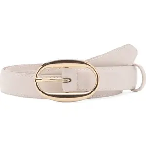 Mango Oval Buckle Faux Leather Belt Ecru