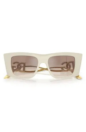 Dolce & Gabbana 51mm Cat Eye Sunglasses - Cream/clear Brown Silver