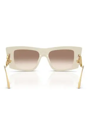 Dolce & Gabbana 51mm Cat Eye Sunglasses - Cream/clear Brown Silver