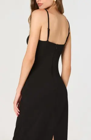 Astr The Label Bow Strap Midi Dress - Black