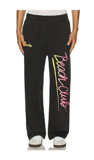 DUVIN DESIGN Beach Club Wide Leg Sweatpants In Charcoal