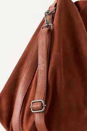 Free People Suzie Suede Slouch Tote Bag - Between Brown