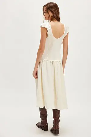 Free People Loveday Midi Dress - Egret