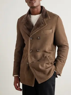 Eleventy Double-breasted Shearling Overcoat