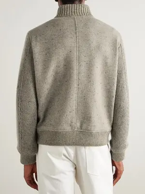 Eleventy Shawl-collar Wool And Cashmere-blend Bomber Jacket