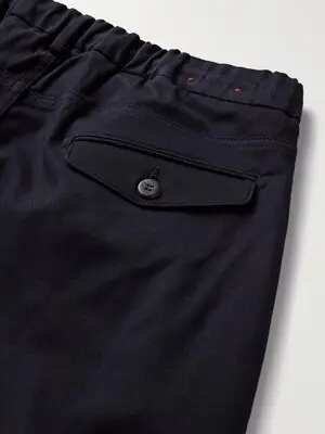 Eleventy Slim-fit Pleated Cotton-blend Twill Trousers - Blue