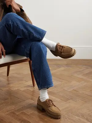 SEBAGO Askook Leather-trimmed Waxed-suede Boat Shoes