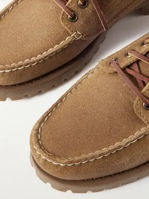 SEBAGO Askook Leather-trimmed Waxed-suede Boat Shoes