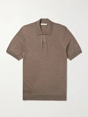 SAMAN AMEL Slim-fit Wool Polo Shirt