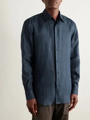 SAMAN AMEL Linen Shirt - Blue