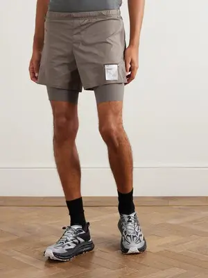 Satisfy 8" Straight-leg Layered Techsilk And Justice™ Coldblack® Shorts - Brown