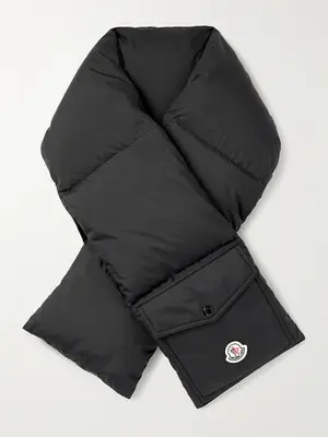 Moncler Logo-appliquéd Quilted Shell Down Scarf - Black