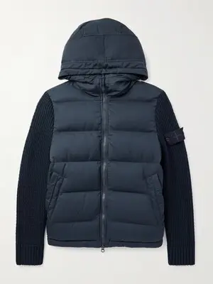 Stone Island Quilted Virgin Wool-twill Hooded Down Jacket