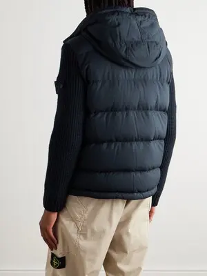 Stone Island Quilted Virgin Wool-twill Hooded Down Jacket