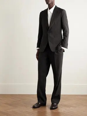 SAMAN AMEL Straight-leg Pleated Wool-blend Suit Trousers