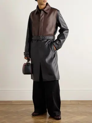 Loewe Belted Panelled Leather Coat