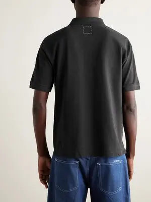 Visvim Jumbo Weller Garment-dyed Cotton-piqué Polo Shirt - Black