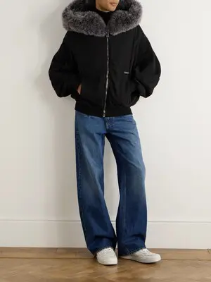 Dolce & Gabbana Shearling-trimmed Cotton-jersey Hooded Jacket