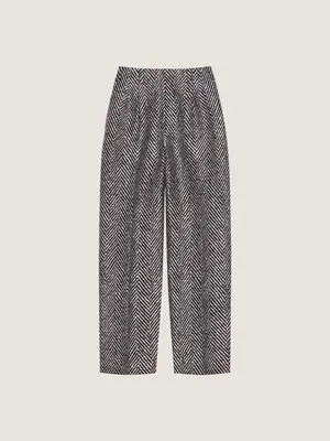 Givenchy Double Pleat Herringbone Mixed Wool Trousers